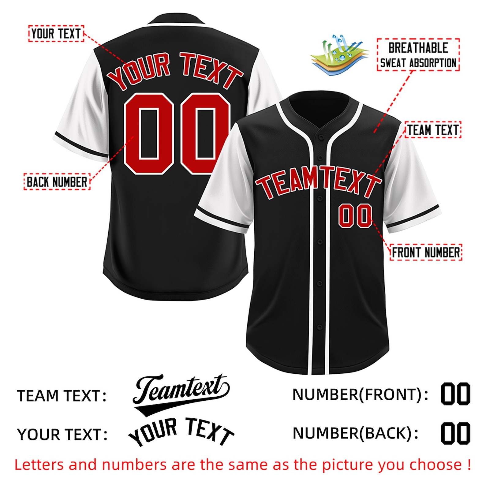 Custom Embroidered Baseball Jersey With Arched Team Name, Personalized ...