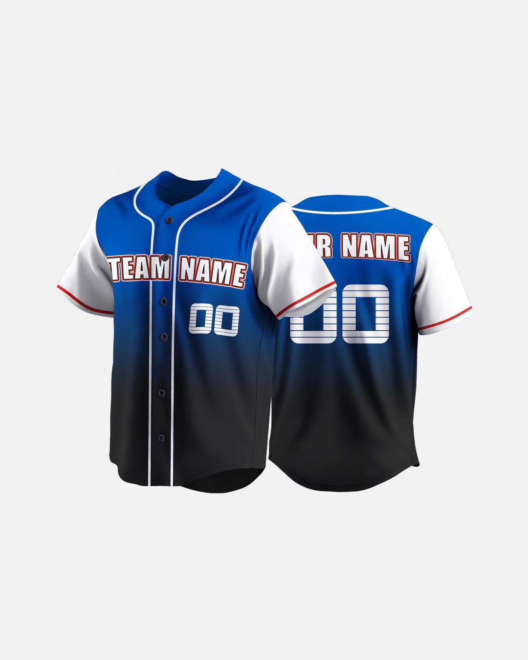 Custom Blue Fade Baseball Jersey With White Sleeves | Personalized Heat ...