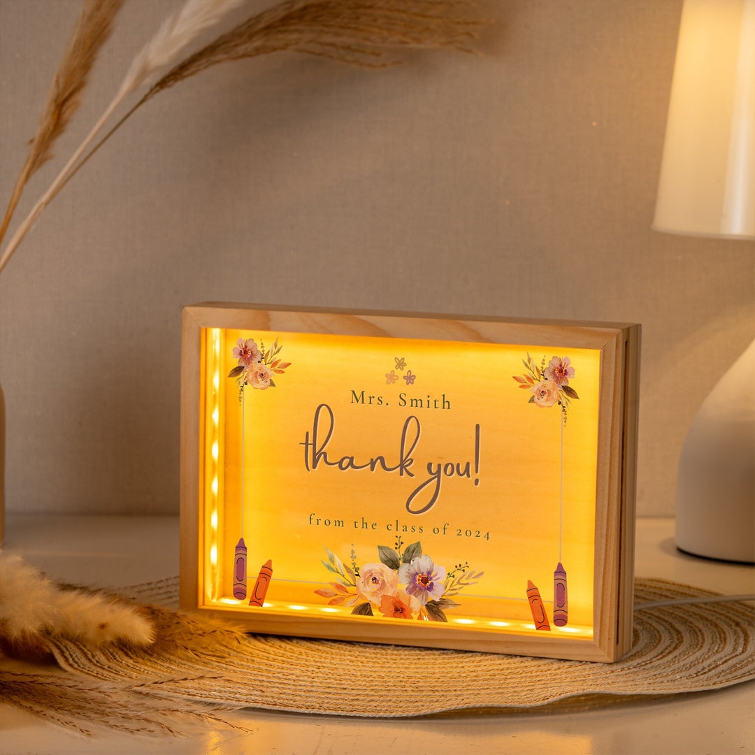 Personalized Teacher Appreciation Wooden LED Light Name Plate Custom ...