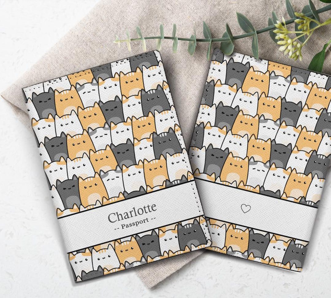 Personalized Kids Kitty Vegan Leather Passport Holder | Custom Passport ...