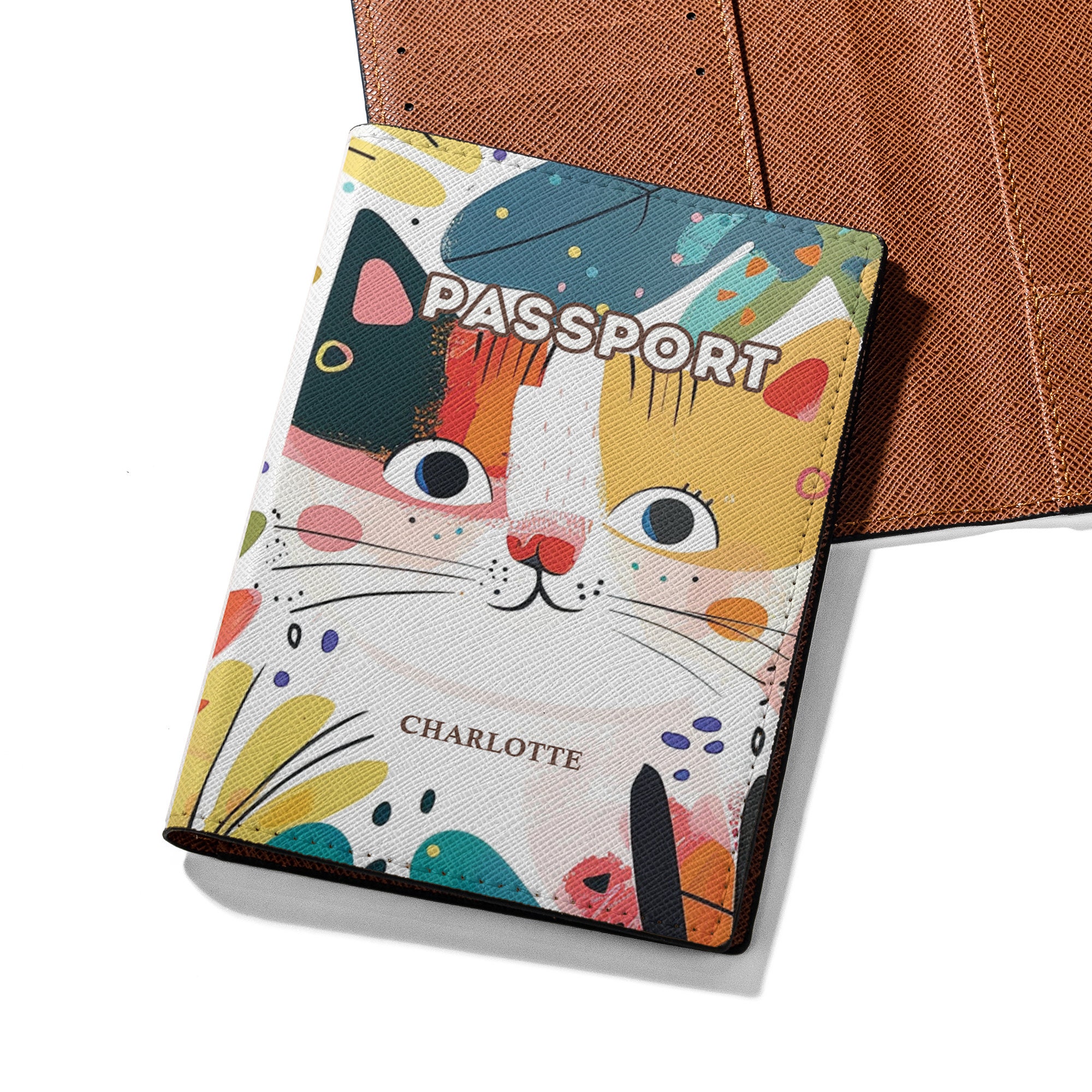 Personalized Kitty Vegan Leather Passport Holder Custom Passport Holder ...