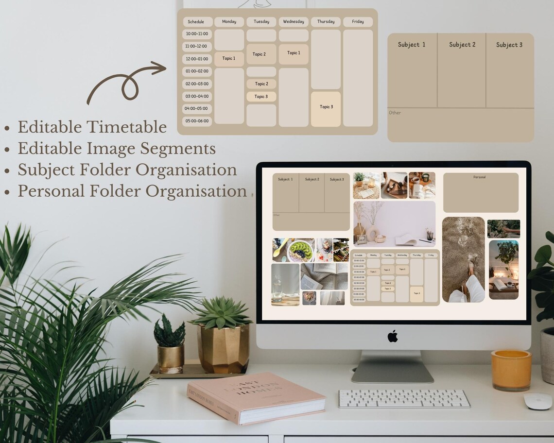 Minimalist Student Desktop Wallpaper Organizer, Editable Timetable ...