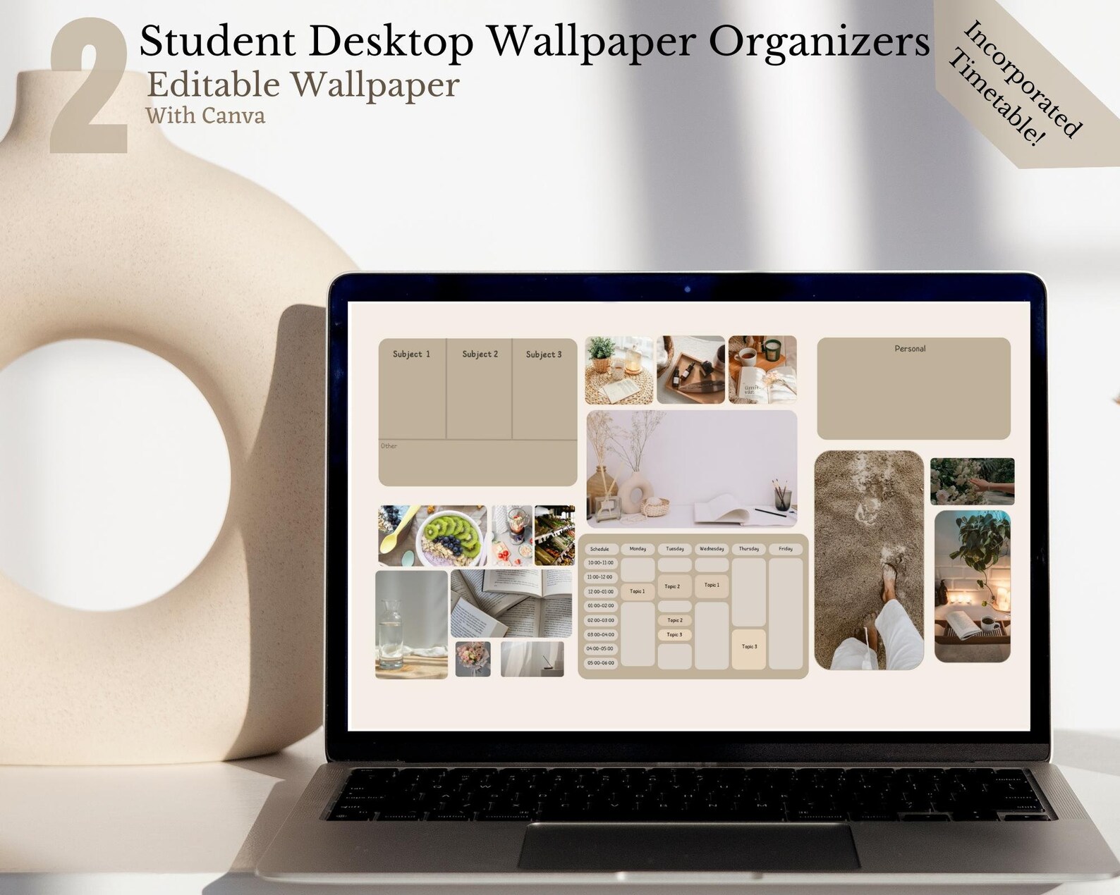 Minimalist Student Desktop Wallpaper Organizer, Editable Timetable ...