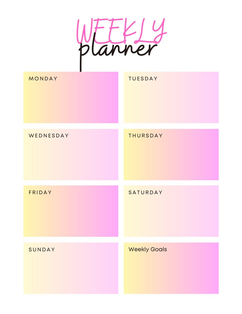 2024 Weekly Planner Printable Digital Weekly Planner Colorful Weekly ...