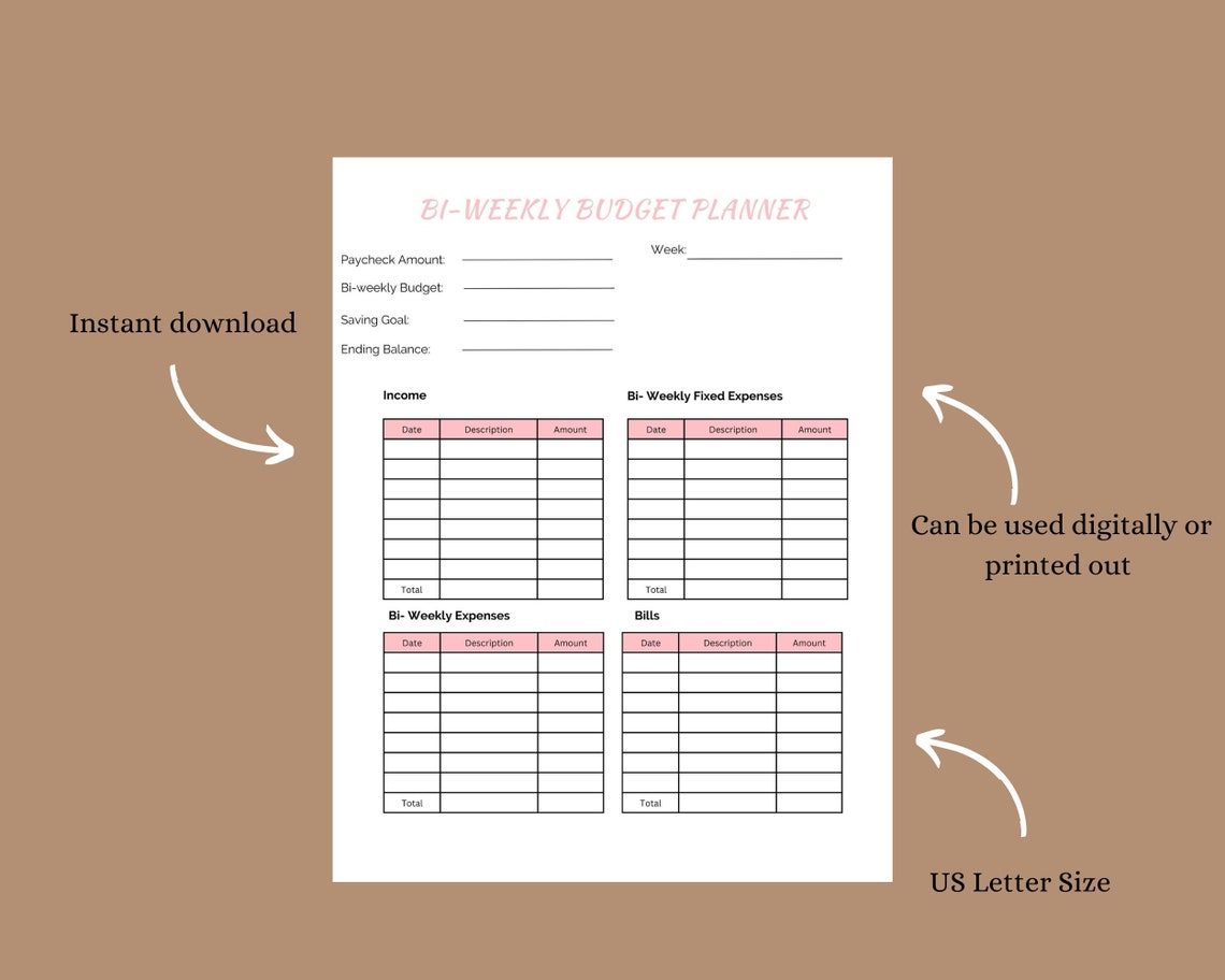 Digital Biweekly Budget Planner, Budget by Paycheck, Finance Tracker ...