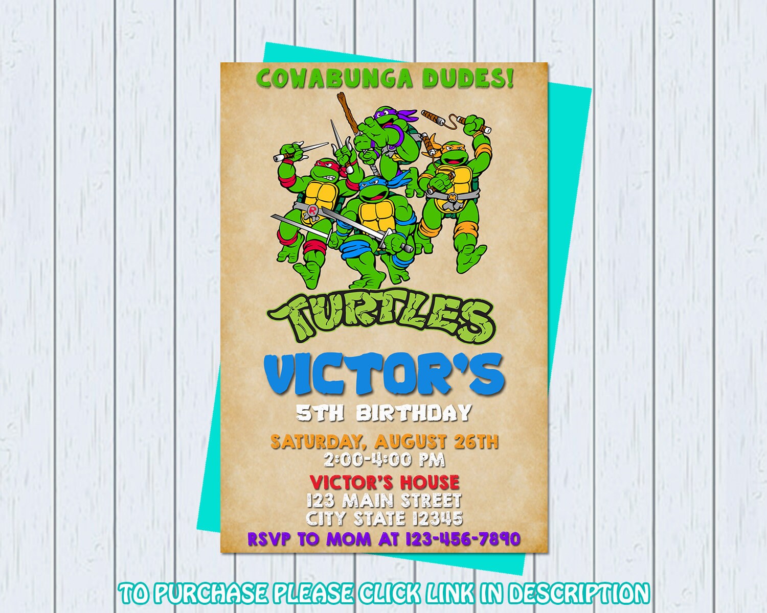 TMNT Invitation Teenage Mutant Ninja Turtle Birthday - Etsy