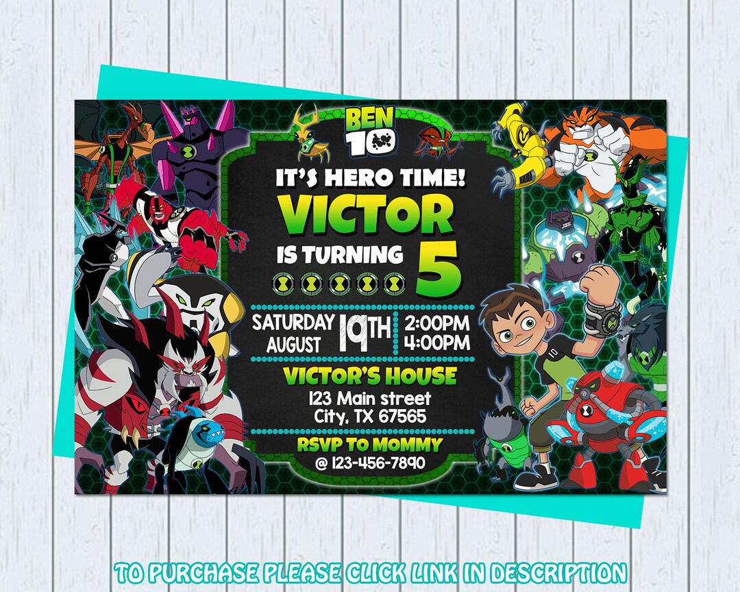 Ben 10 Birthday Invitation Ben 10 Invitation Birthday - Etsy