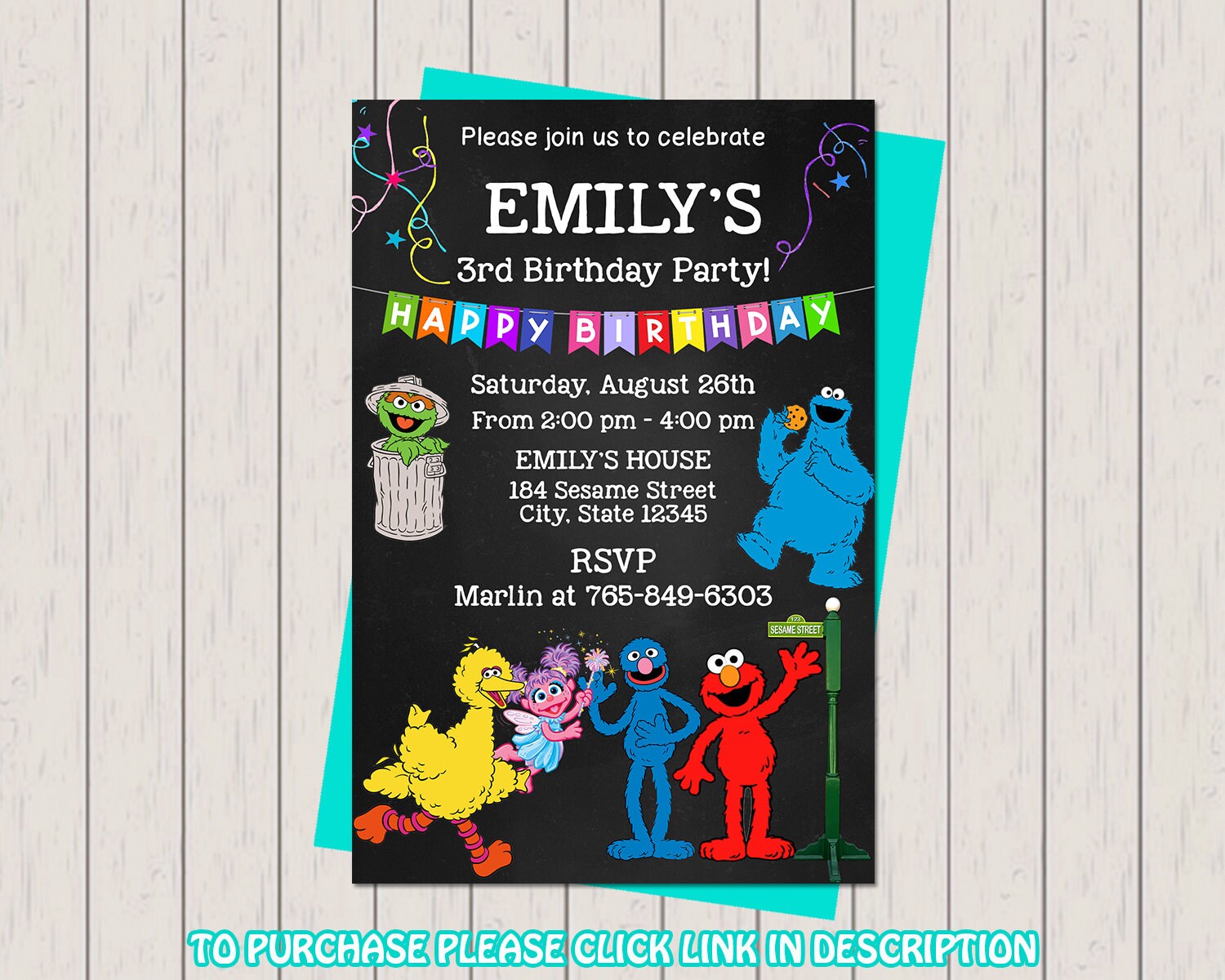 Sesame Street Birthday Invitation Sesame Street Birthday - Etsy