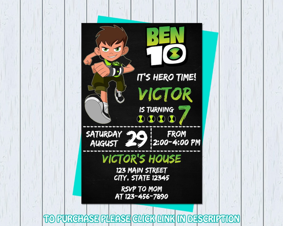 Ben 10 Birthday Invitation Ben 10 Invitation Birthday - Etsy