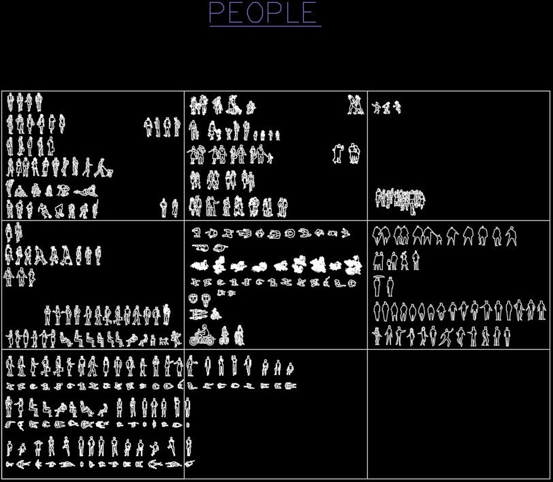 AUTOCAD DWG 2D BLOCKS: Humans, Bathroom Elements, Cars, Airplane ...