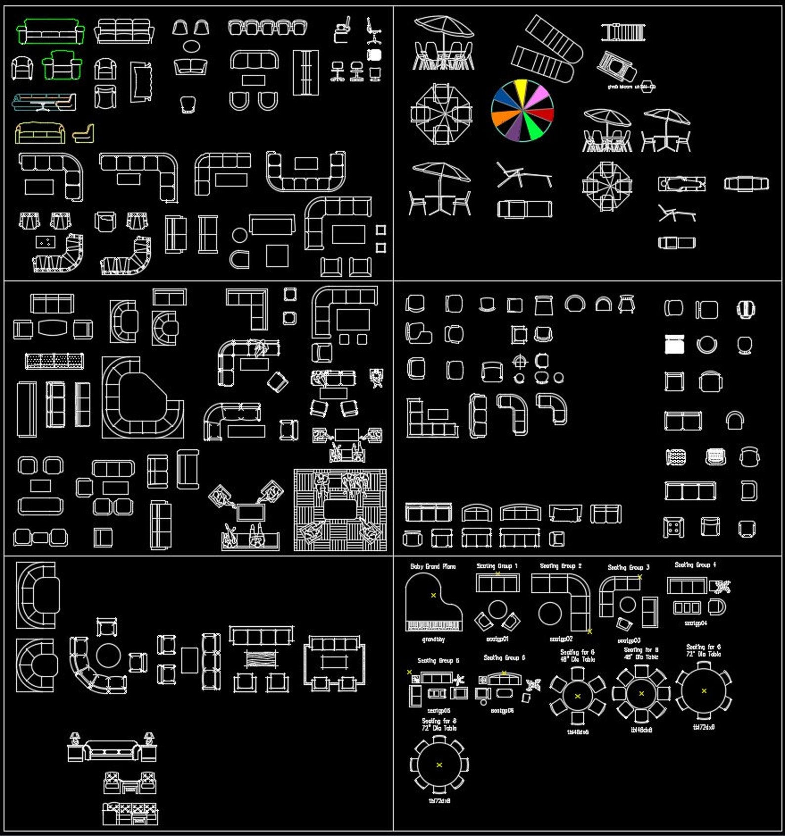 BLOCS AUTOCAD DWG 2D : Humains, éléments de salle de bain, voitures ...
