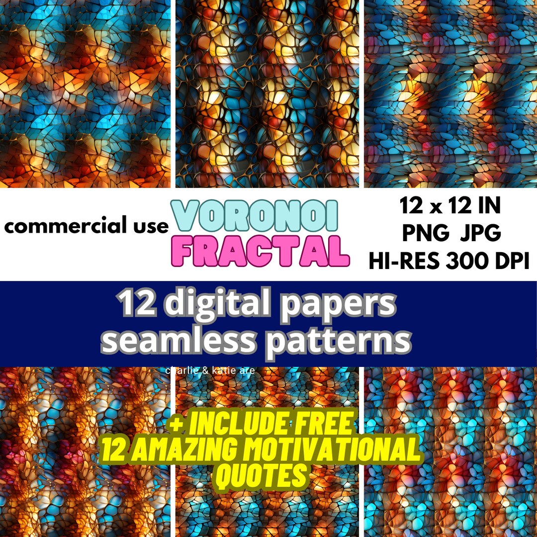 12 Fractals Voronoi Digital Papers Seamless Golden Patterns - Etsy