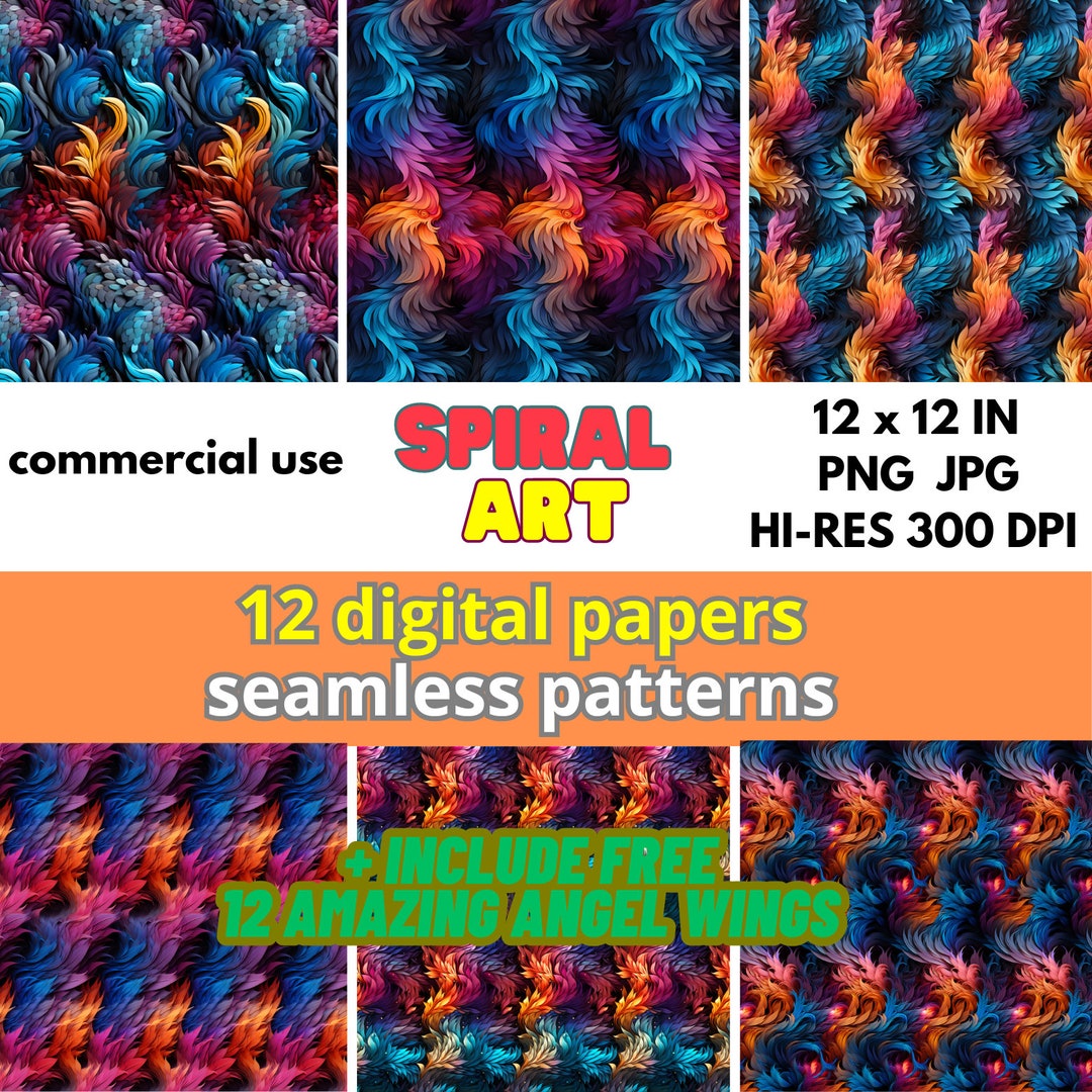 12 Spiral Art Digital Papers Seamless Patterns Bundle Digital - Etsy