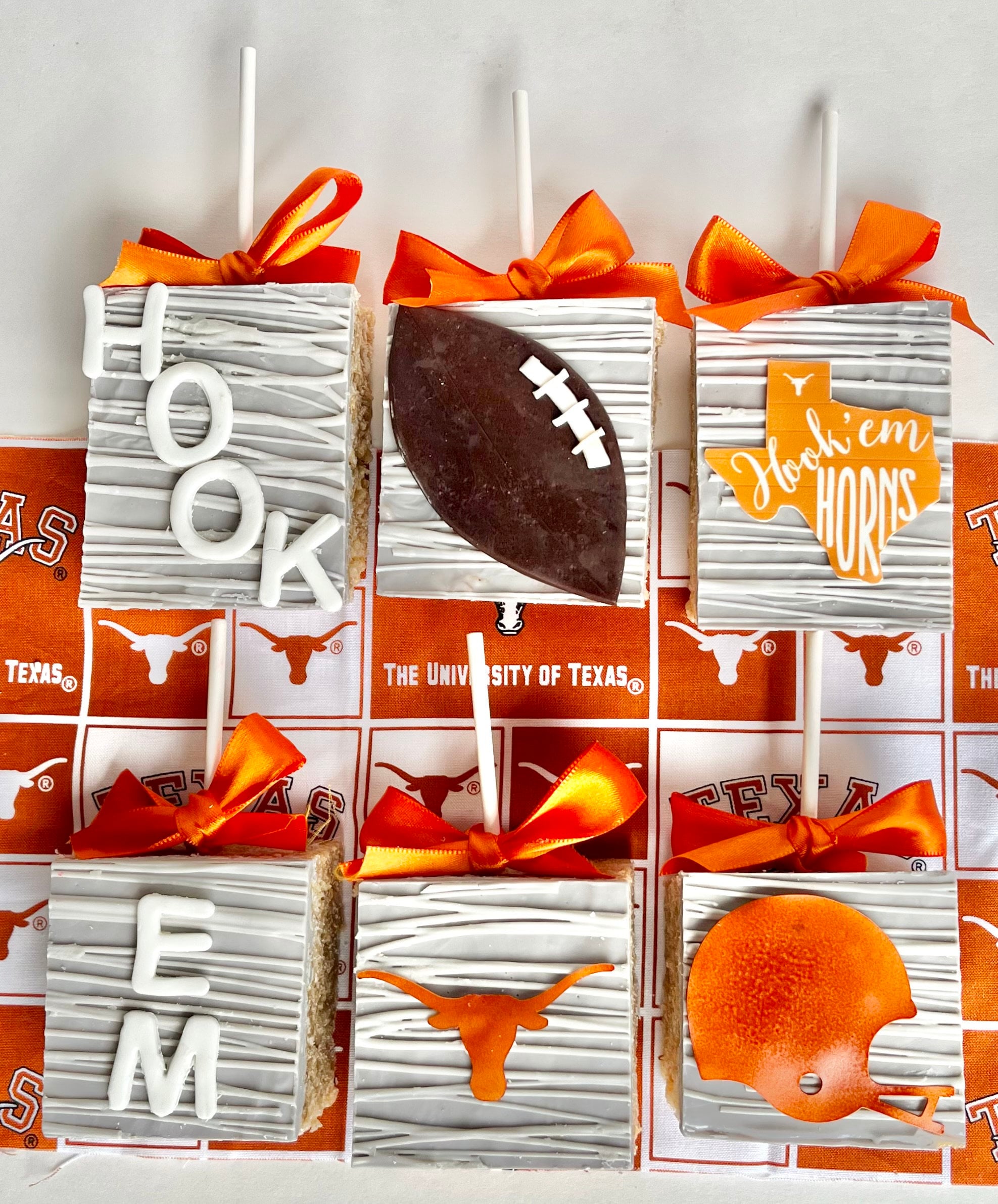 Texas Rice Krispy Treats, Set of 6, Party Treats, Longhorn Football ...