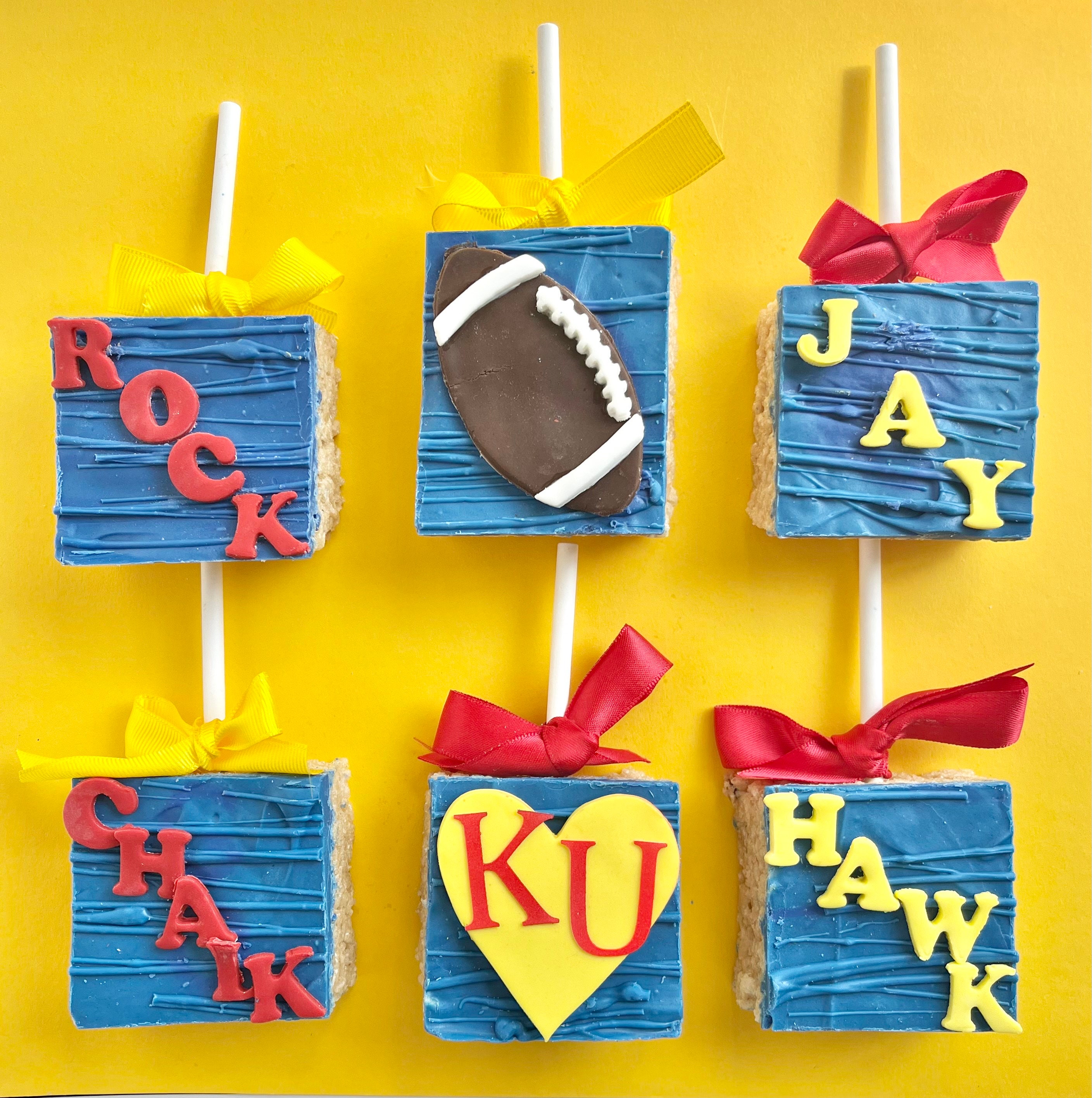 KU Rice Krispy Treats, Set of 6, Football Game Day Party Treats, KU ...