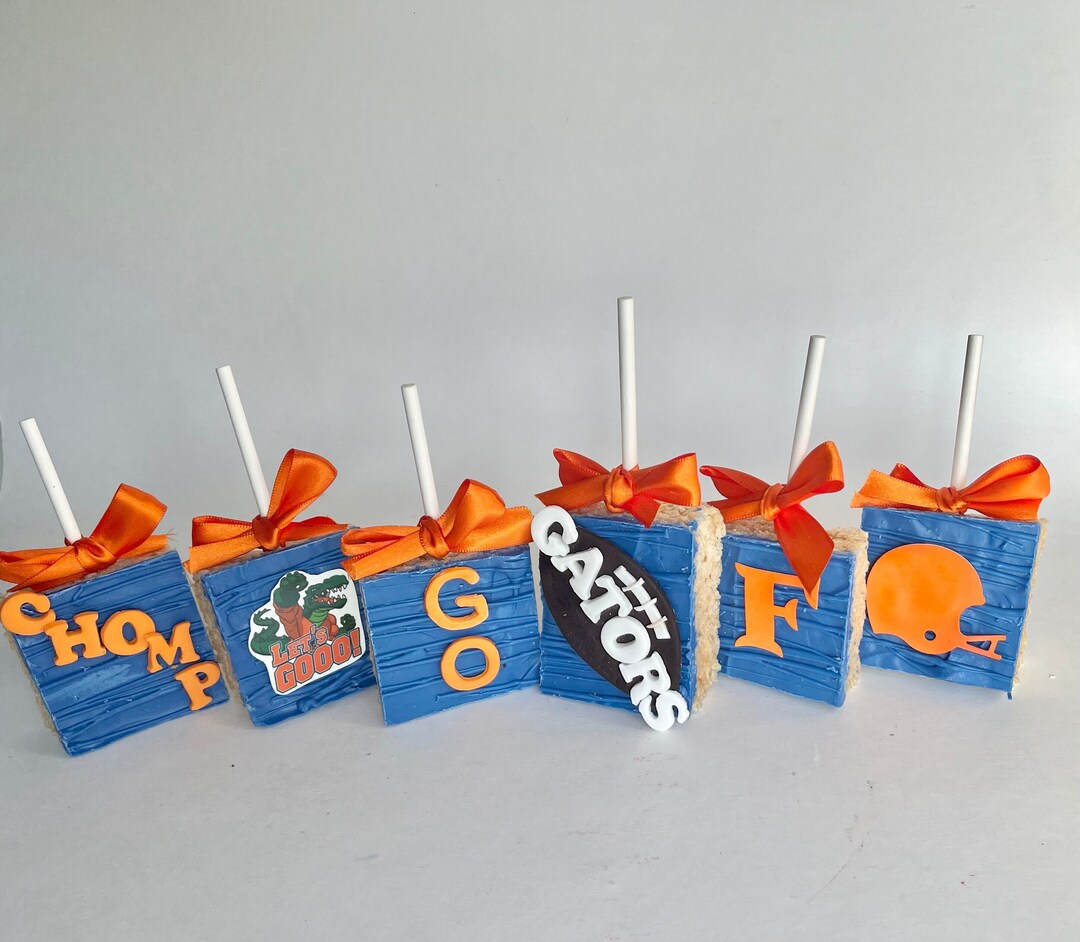 Florida Rice Krispy Treats, Set of 6, Party Treats, Gator Desserts ...