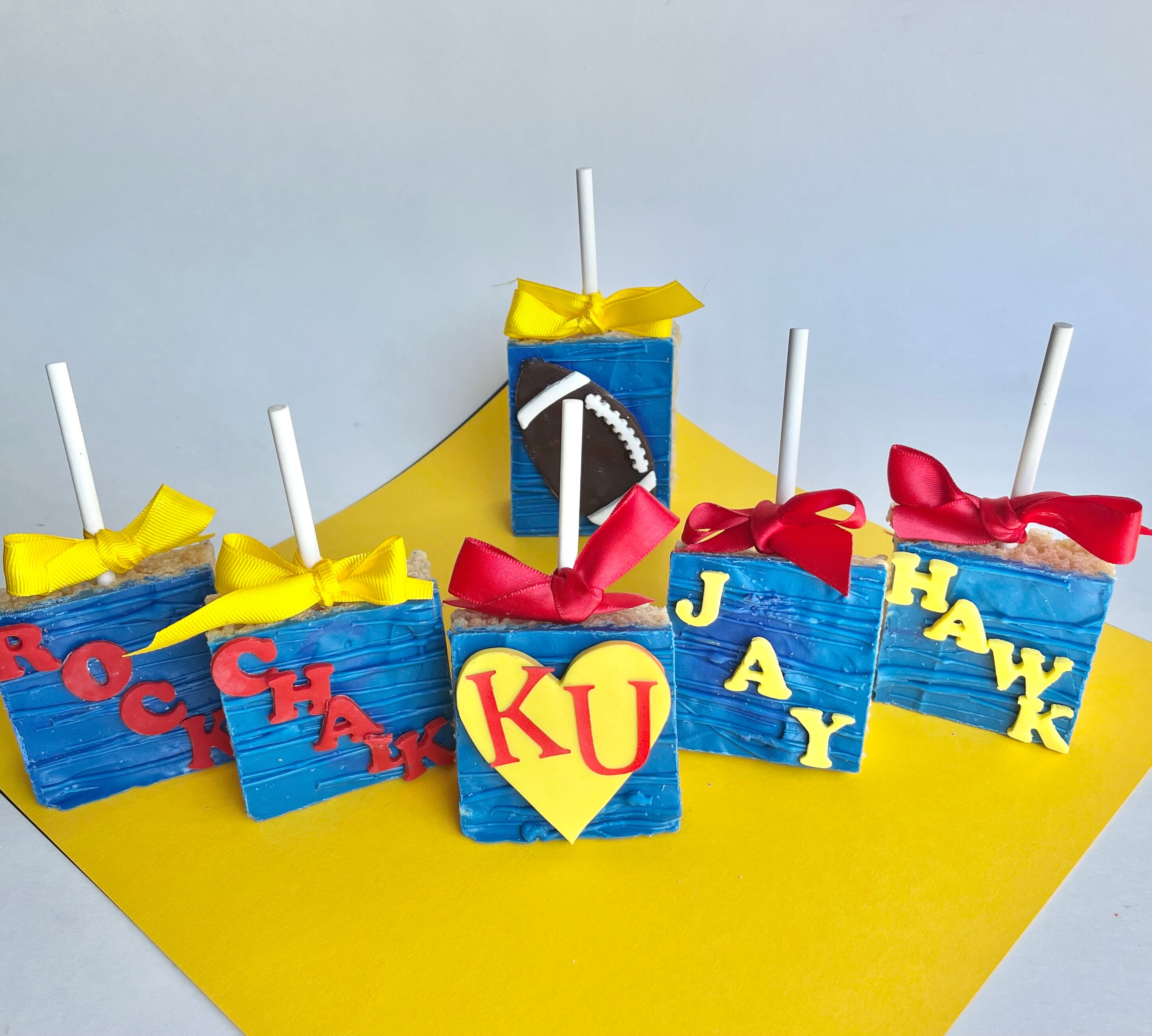 KU Rice Krispy Treats, Set of 6, Football Game Day Party Treats, KU ...