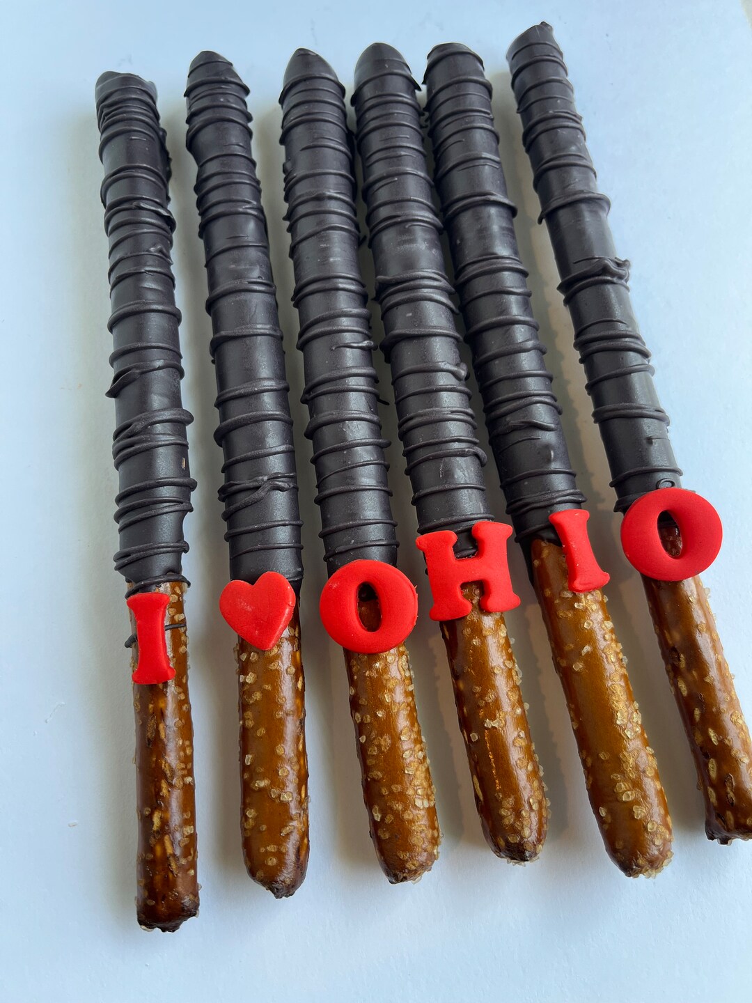The Ohio State Chocolate Covered Pretzels Rods (6), Buckeyes Chocolate ...
