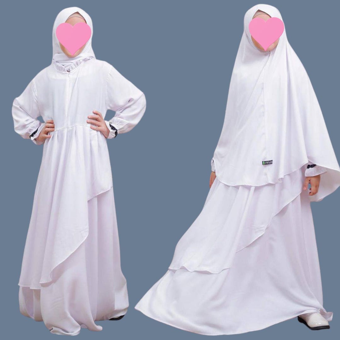 Pretty 2-piece Girls Outfit Modest Dress Slip on Hijab/khimar Children ...