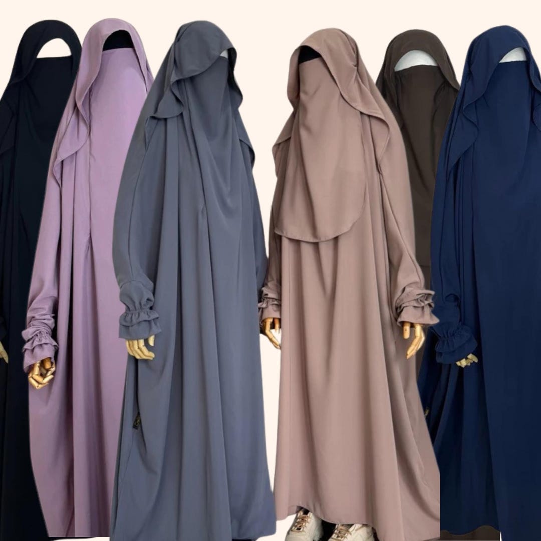 Full Length Overhead Sleeved French Khimar Abaya (adjustable Niqab ...