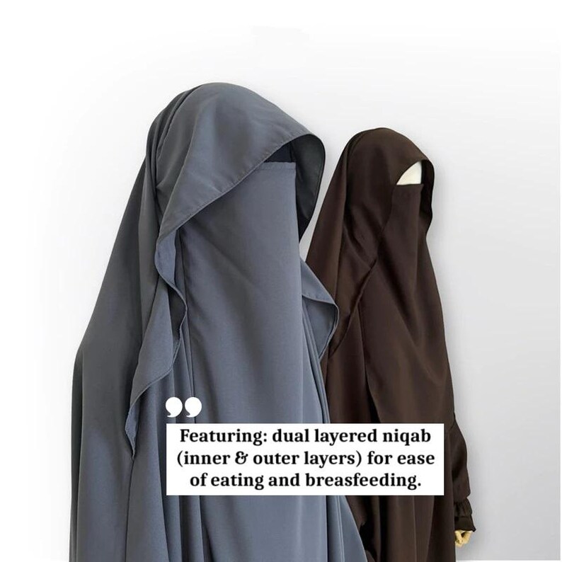 6 COLOURS Nursing Friendly Full Length French Khimar Saudi Abaya Niqabi ...