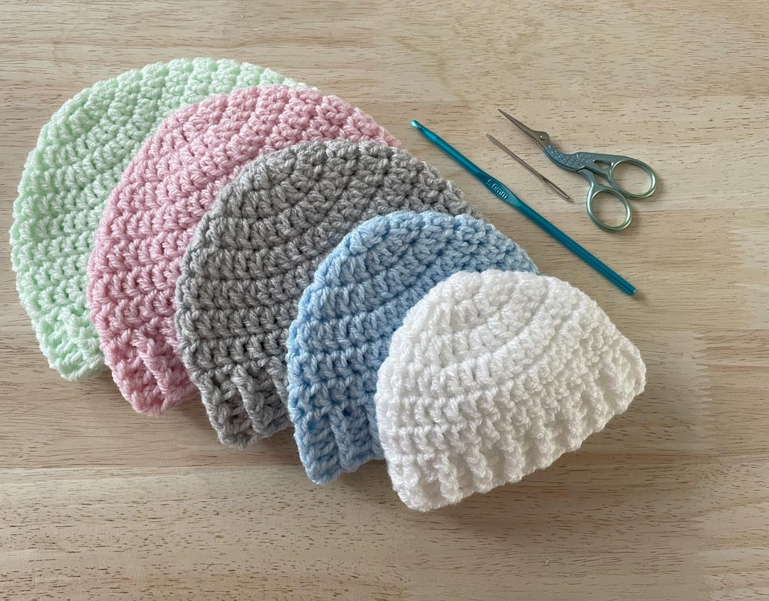 Easy Crochet Baby Hat Pattern + Video Tutorial | Preemie, Newborn, 0-3 ...