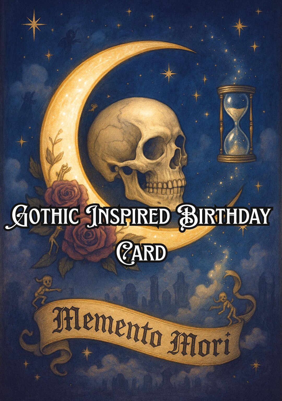 Memento Mori Birthday Card – Celestial Gothic Skull Greeting – Dark ...