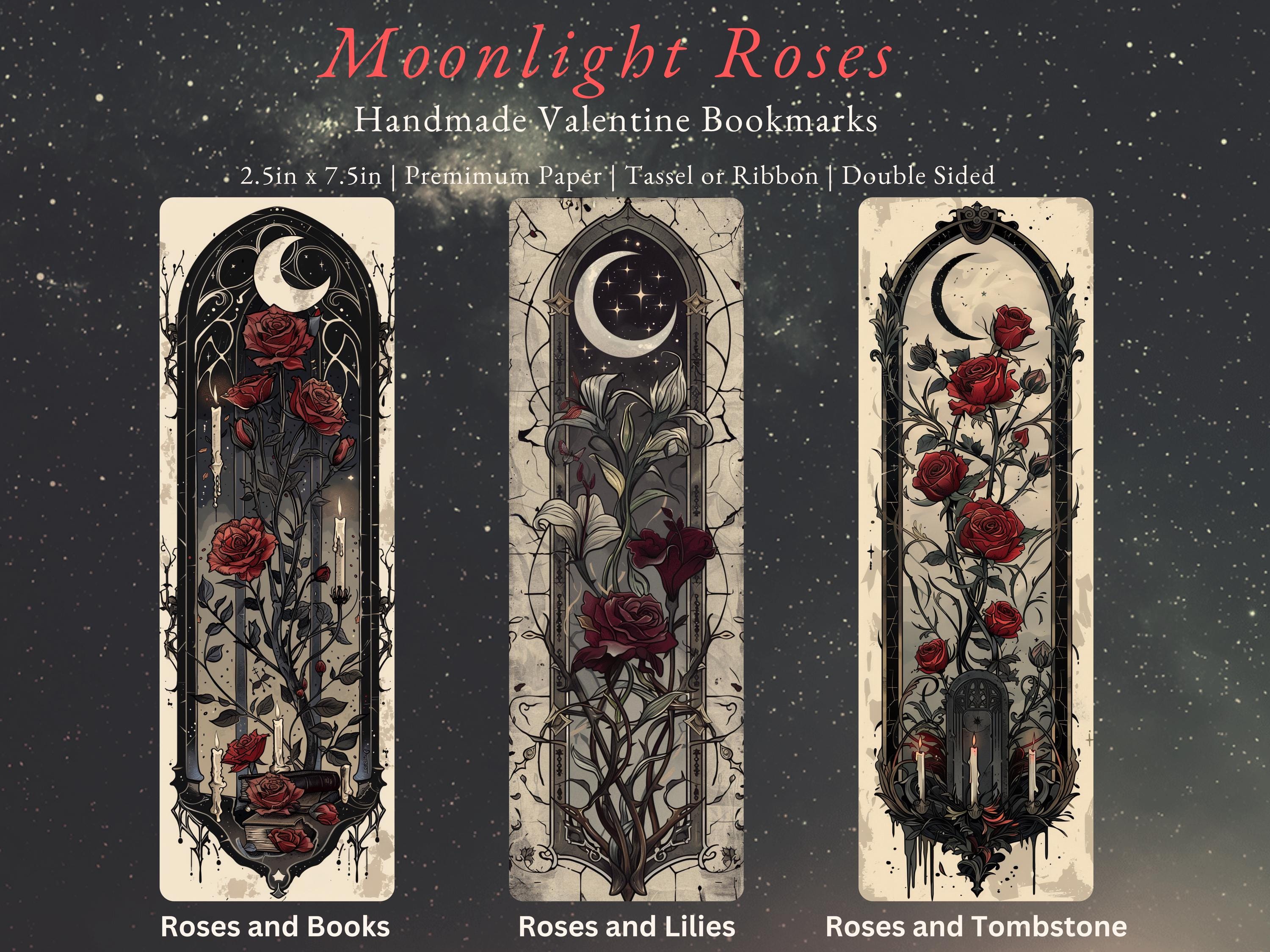 Moonlight and Roses Handmade Valentine Bookmarks - Hauntingly Beautiful ...