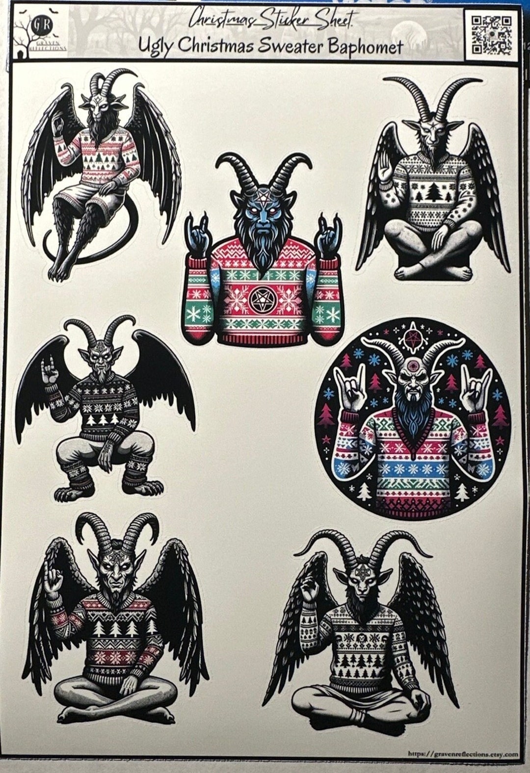 Ugly Christmas Sweater Baphomet Holiday Sticker Sheet - Etsy