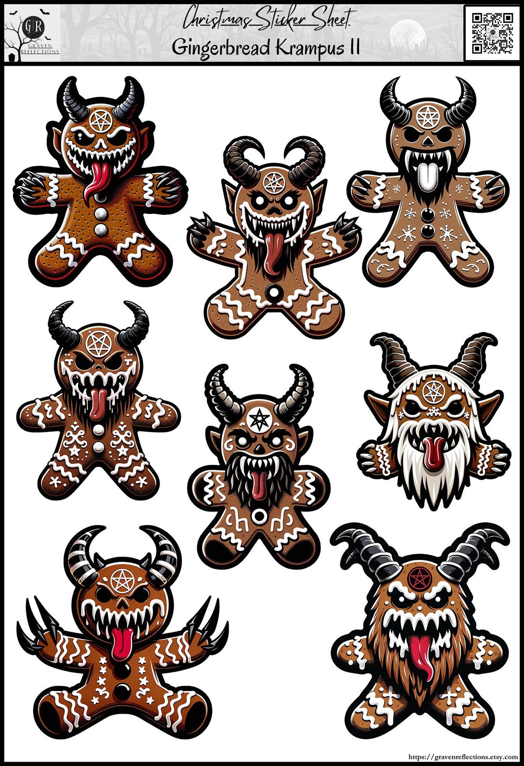 Gingerbread Krampus II Holiday Sticker Sheet - Etsy