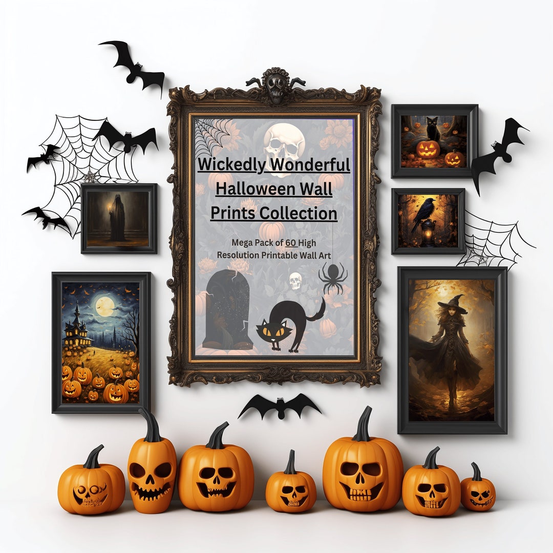 Printable Halloween Wall Art 60 Image Mega Pack Vintage Halloween ...