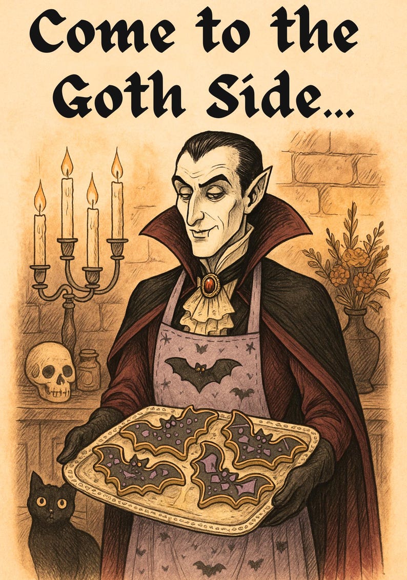 Come to the Goth Side Halloween Card – Funny Gothic Vampire Cookie Card ...