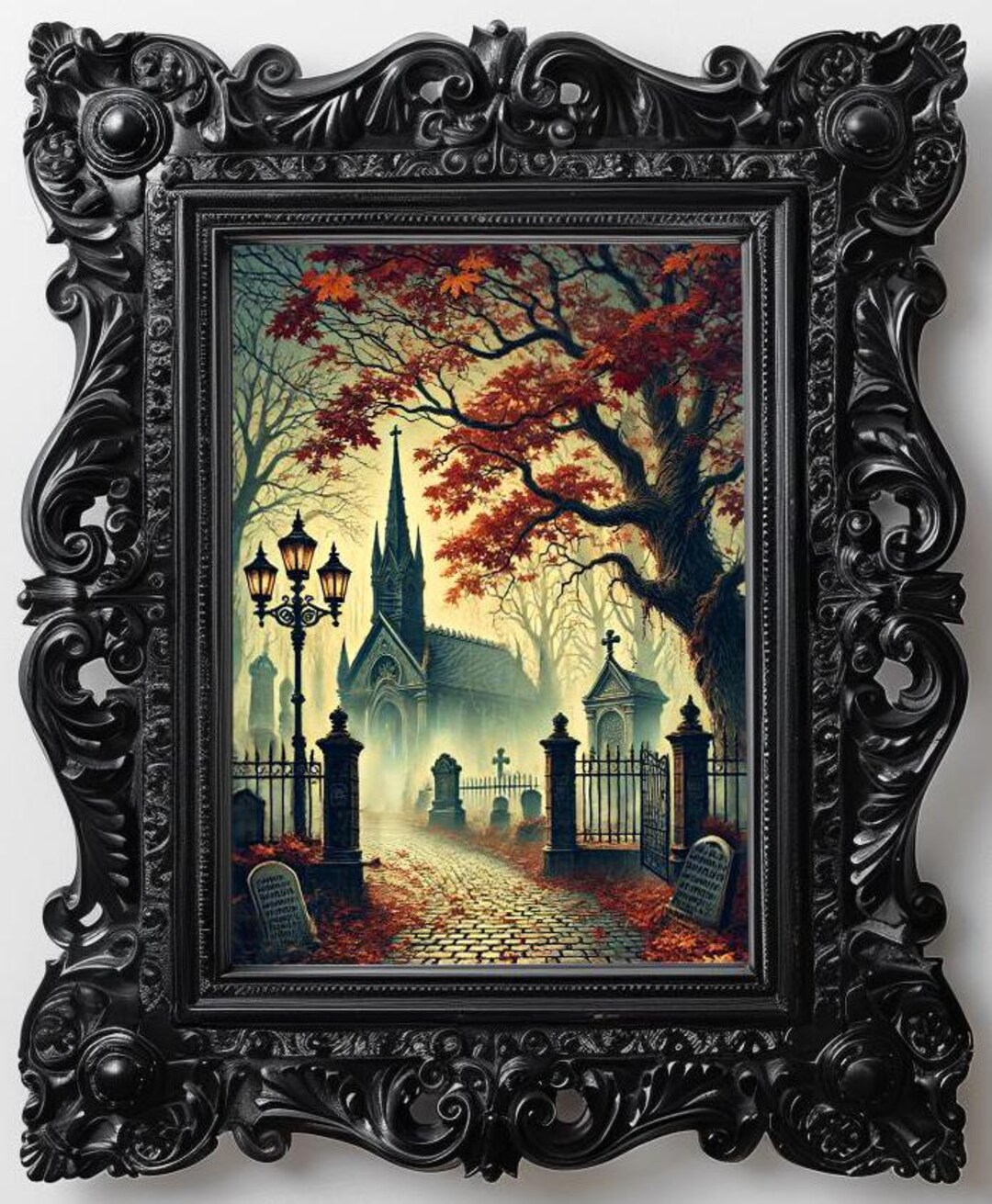 Sanctuary of Shadows Cemetery Poster- Halloween Graveyard Wall Poster ...