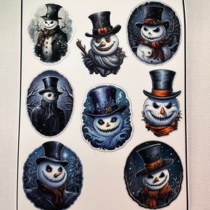 Creepy Snowmen Vinyl Sticker Sheet Christmas Stickers Dark Holliday ...
