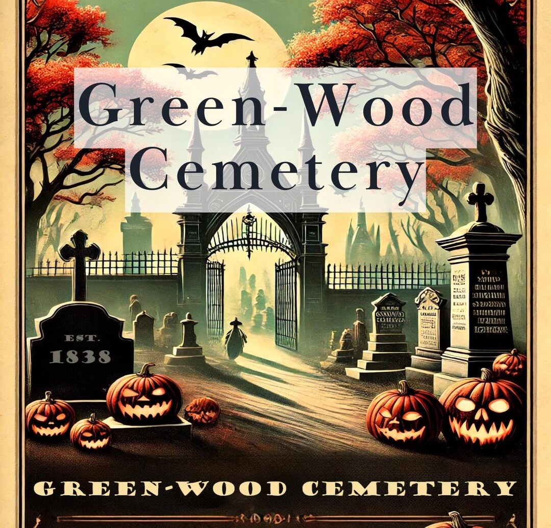 Green-wood Cemetery Poster Halloween Graveyard Wall Print Spooky Wall ...