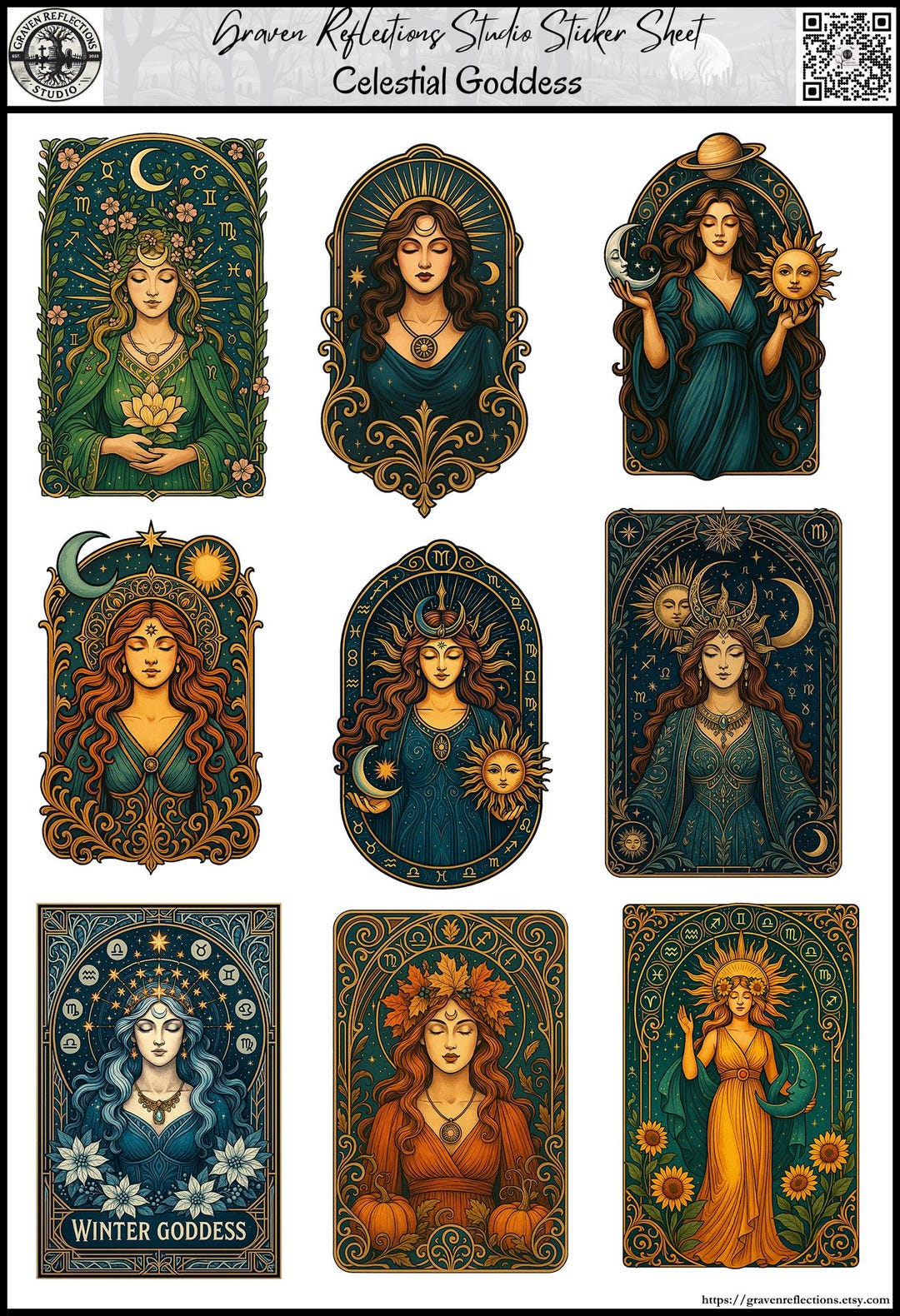 Celestial Goddess Sticker Sheet – Zodiac & Astrology Goddesses ...