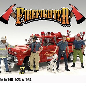 Miniature Firefighter and Dog Figurine Dalmatian 1:24 Scale for Train ...