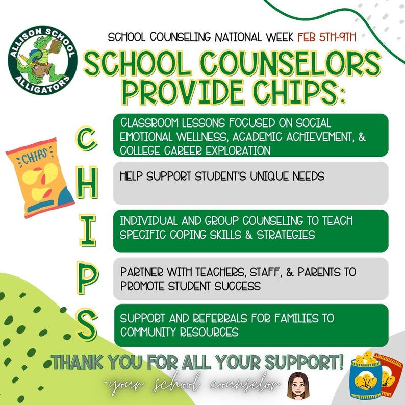 National School Counselors Week - Counselors Provide C.H.I.P.S - Etsy