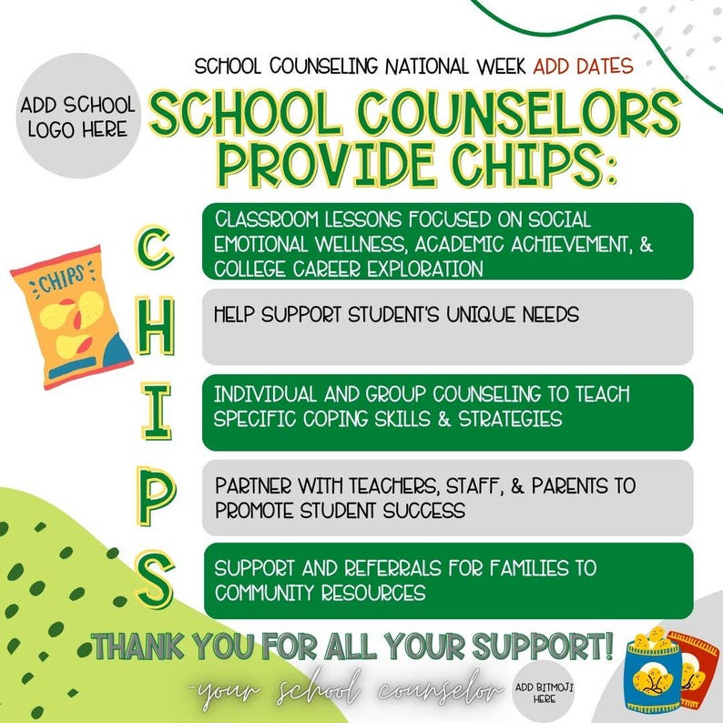 National School Counselors Week - Counselors Provide C.H.I.P.S - Etsy