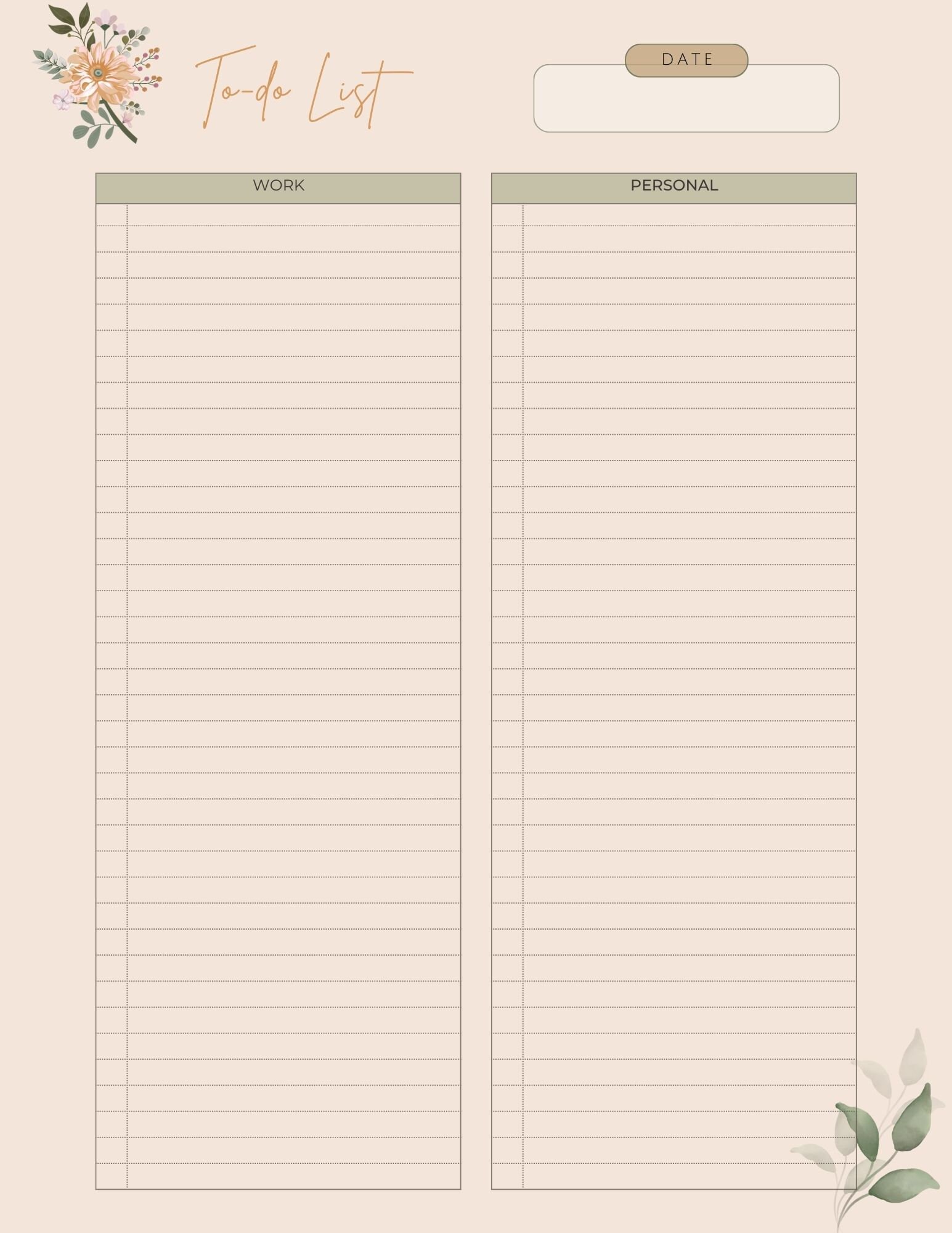 Digital To-do List PDF, Instant Download, Printable, Boho - Etsy