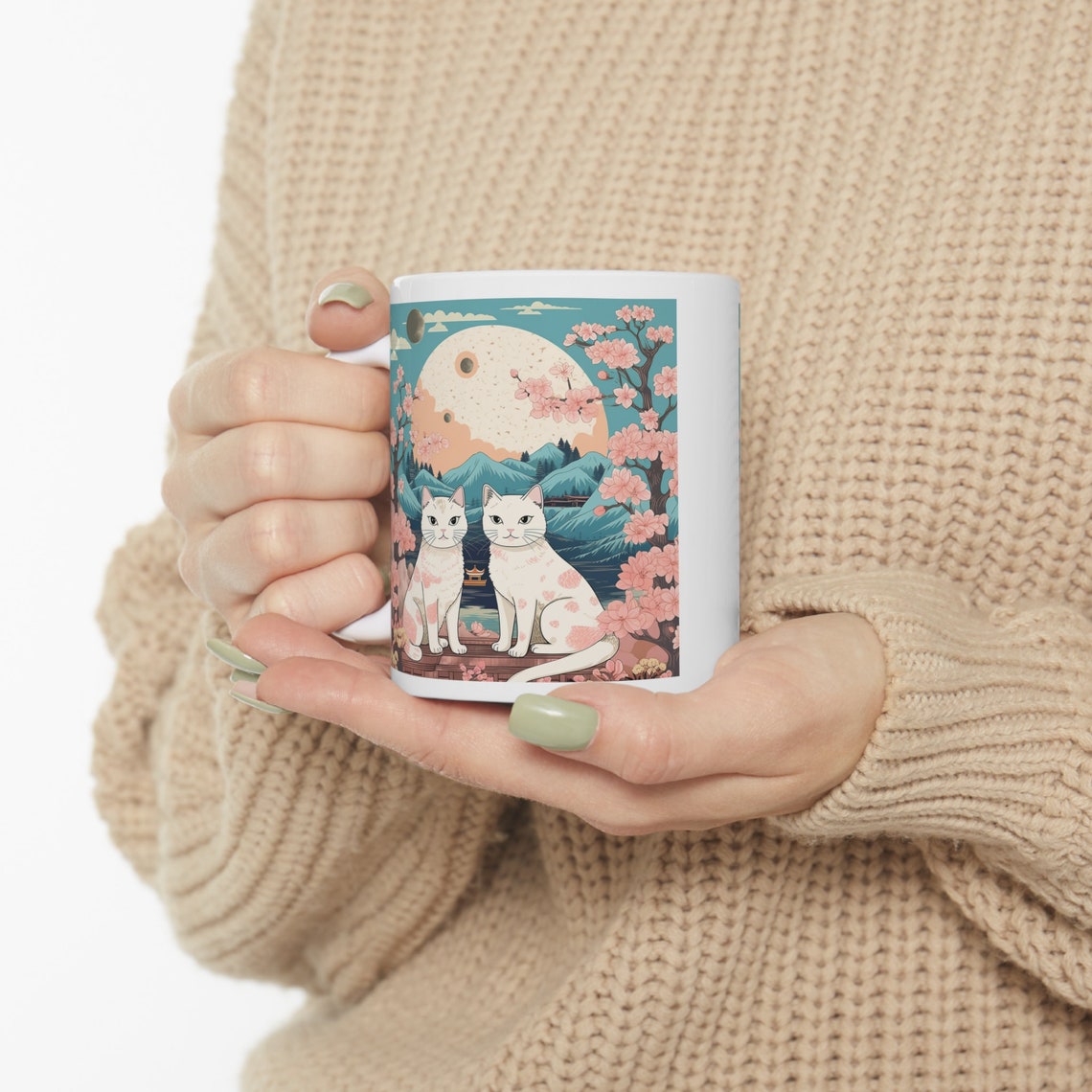 Japanese Cute Cats Mug Kawaii Magical Neko Mug Japanese Artwork Mug - Etsy