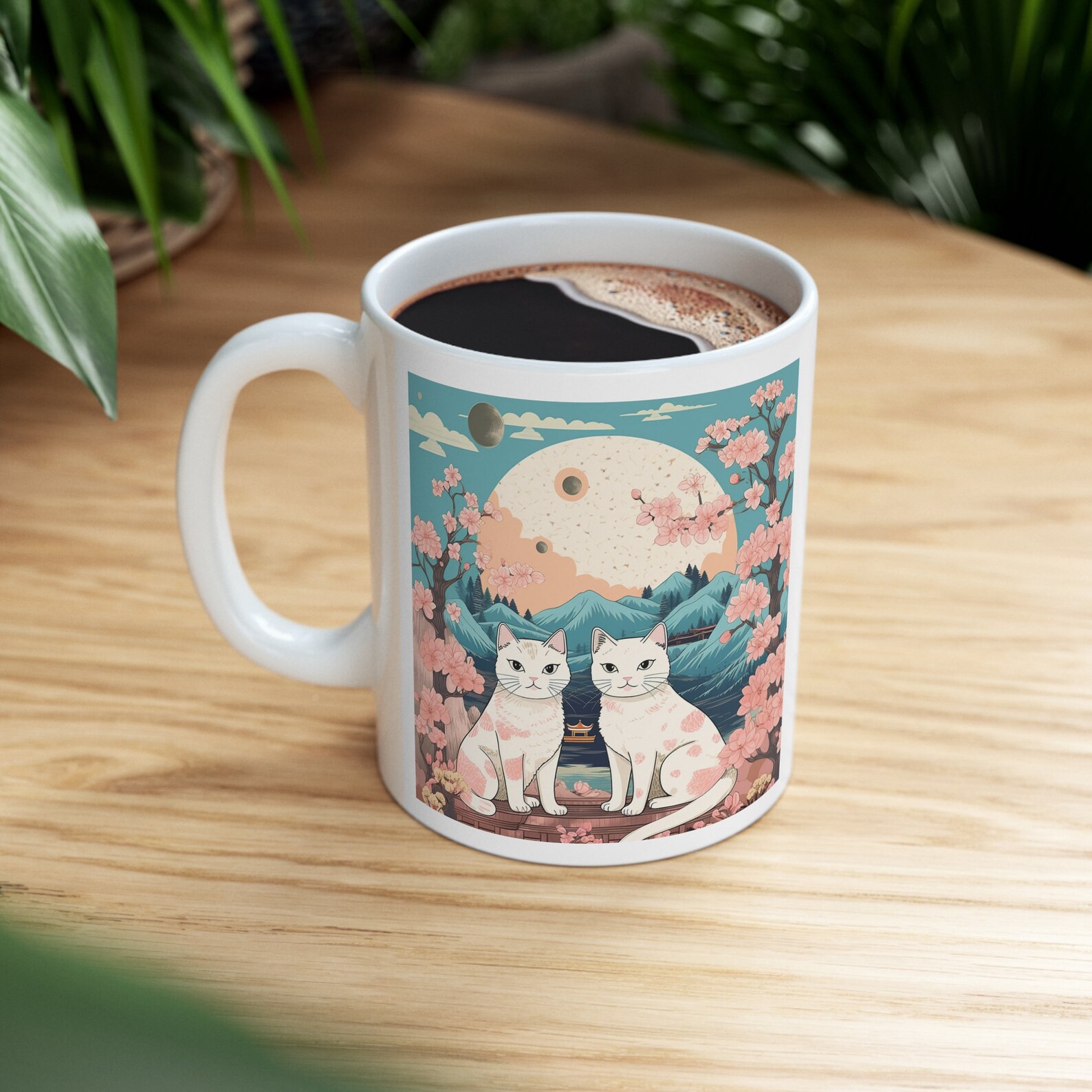 Japanese Cute Cats Mug Kawaii Magical Neko Mug Japanese Artwork Mug - Etsy