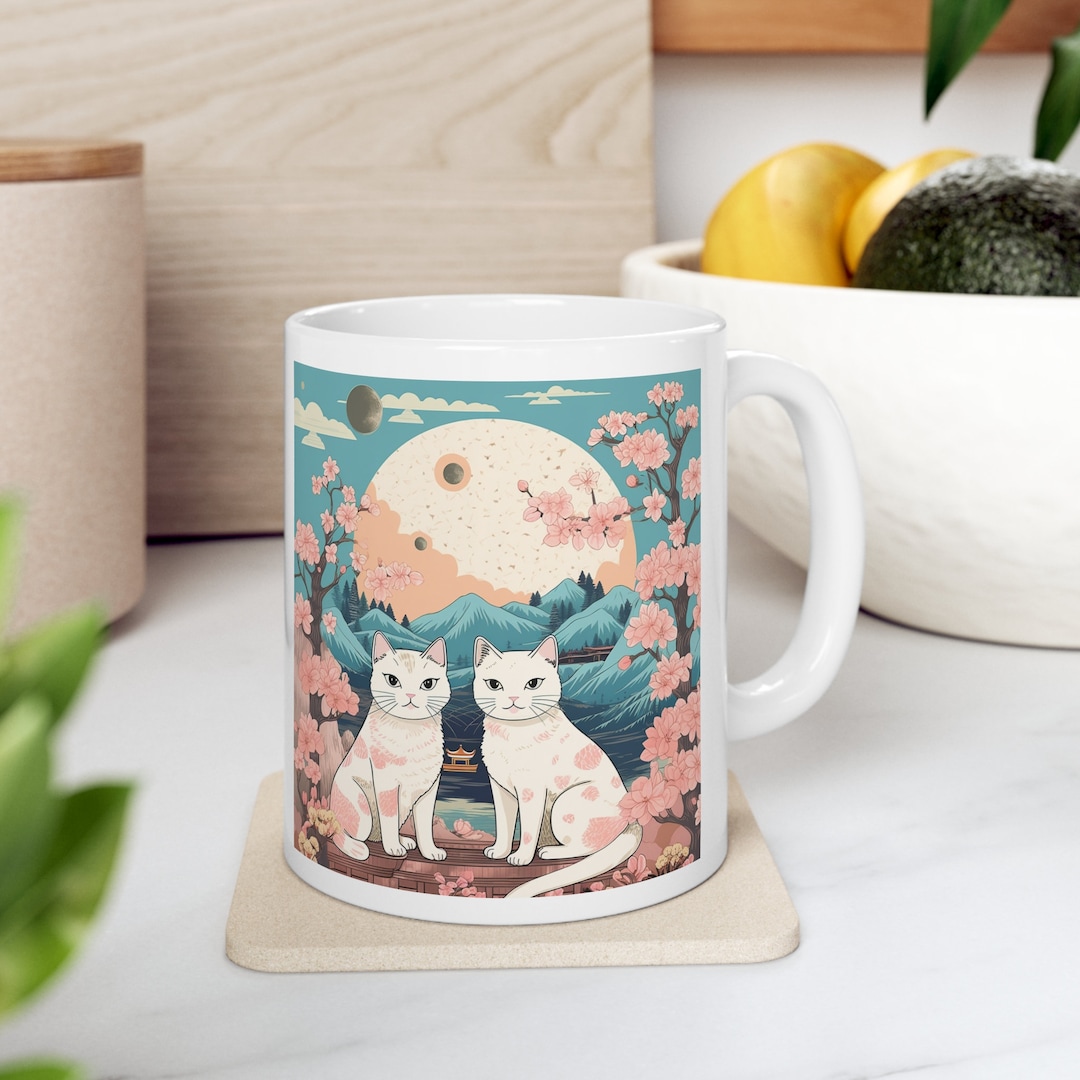Japanese Cute Cats Mug Kawaii Magical Neko Mug Japanese - Etsy