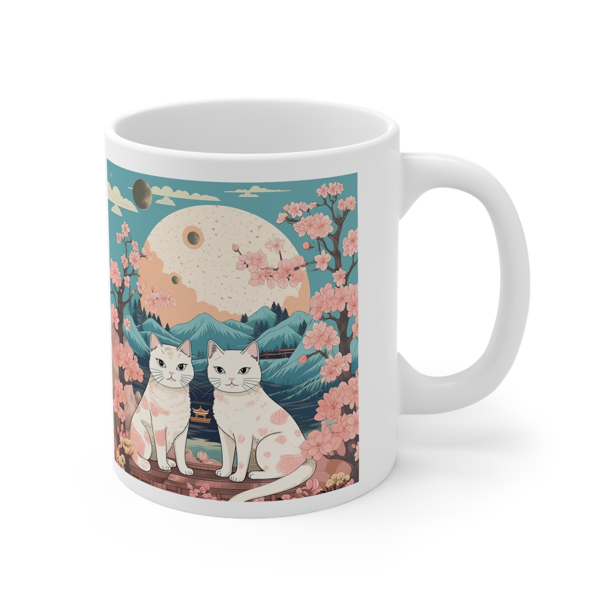 Japanese Cute Cats Mug Kawaii Magical Neko Mug Japanese Artwork Mug - Etsy