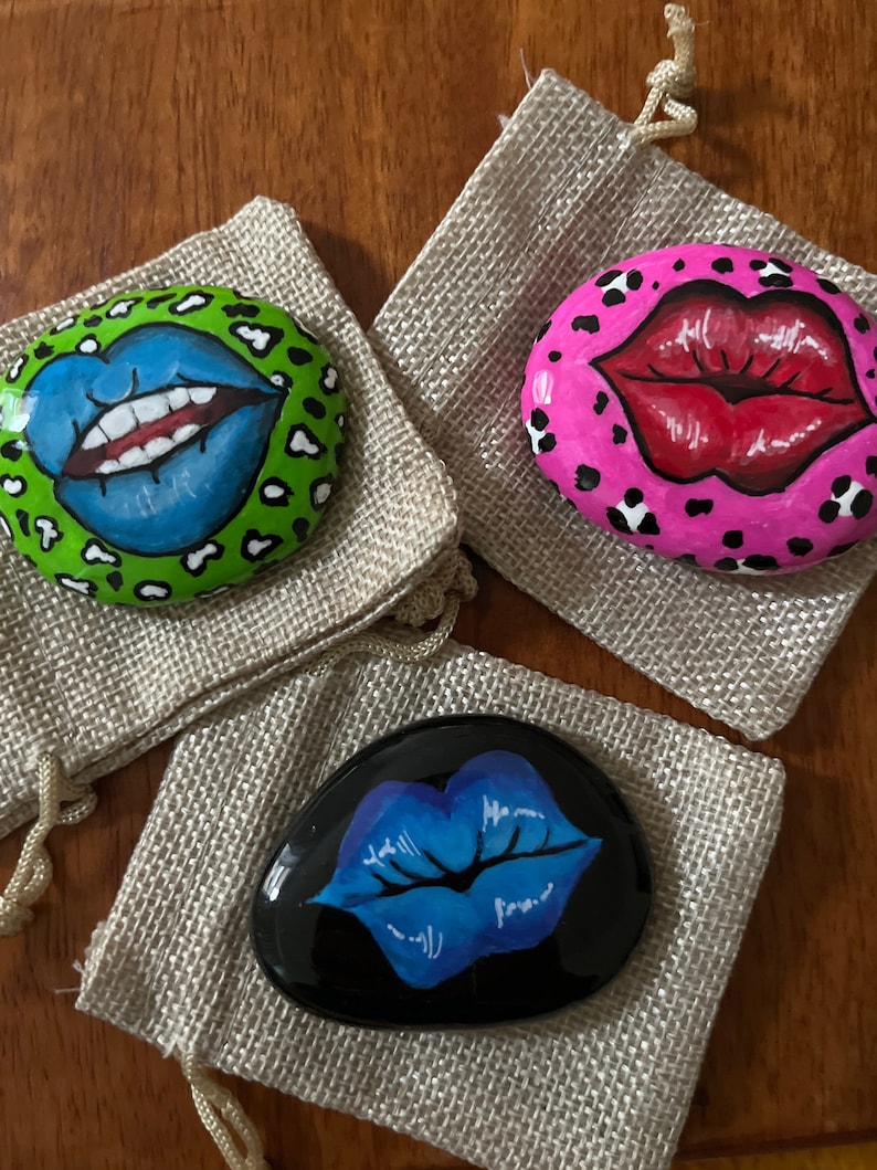 Kiss Lips Painted Rock - Etsy
