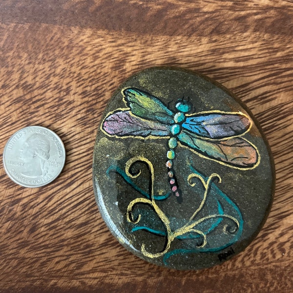 Dragonfly Painted Rock - Etsy