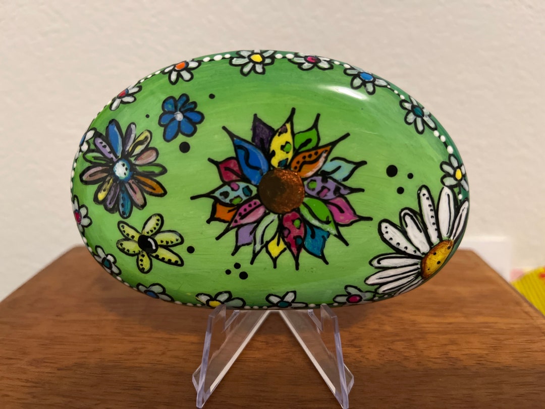 Colorful Green Painted Rock - Etsy