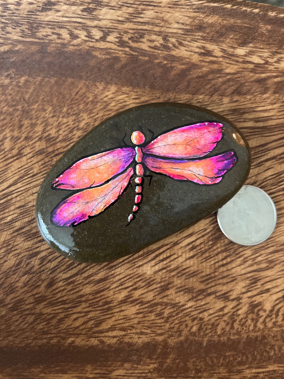 Dragonfly Handcrafted Painted Rock Paperweight - Etsy