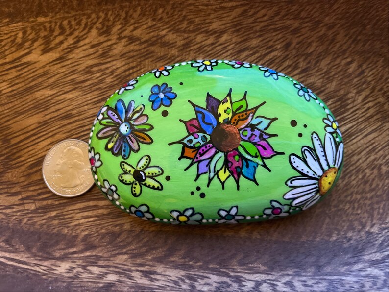 Colorful Green Painted Rock - Etsy