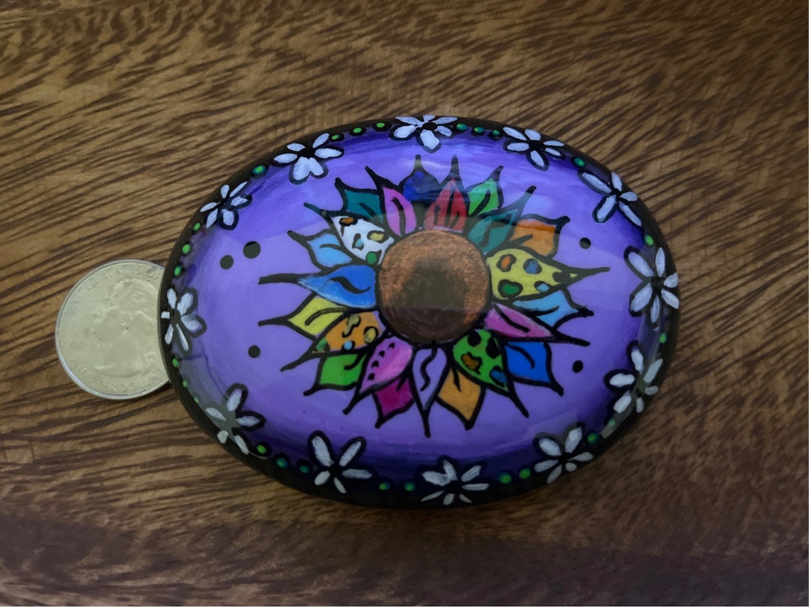Colorful Purple Painted Rock - Etsy